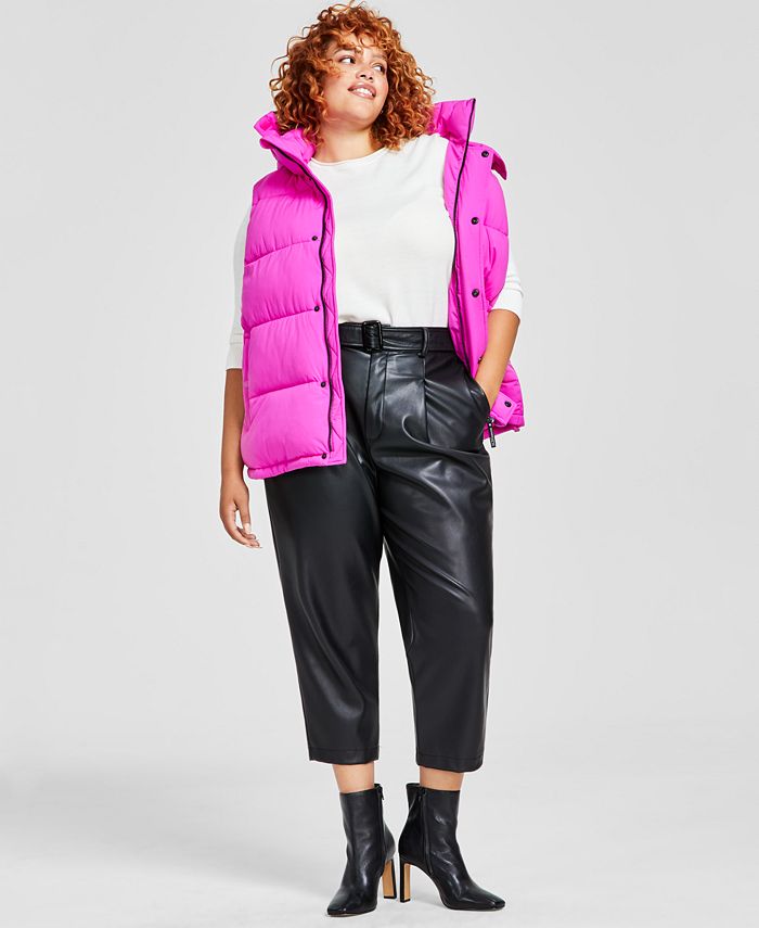 BCBGeneration Plus Size Hooded Puffer Vest, Created for Macy's ...