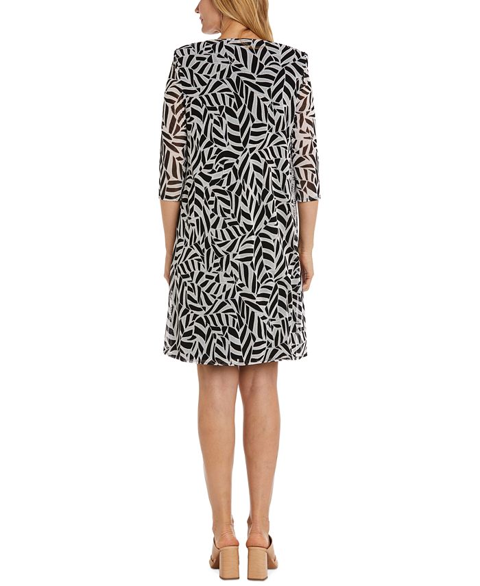 R & M Richards Women's Necklace Dress & Puff-Print Jacket - Macy's