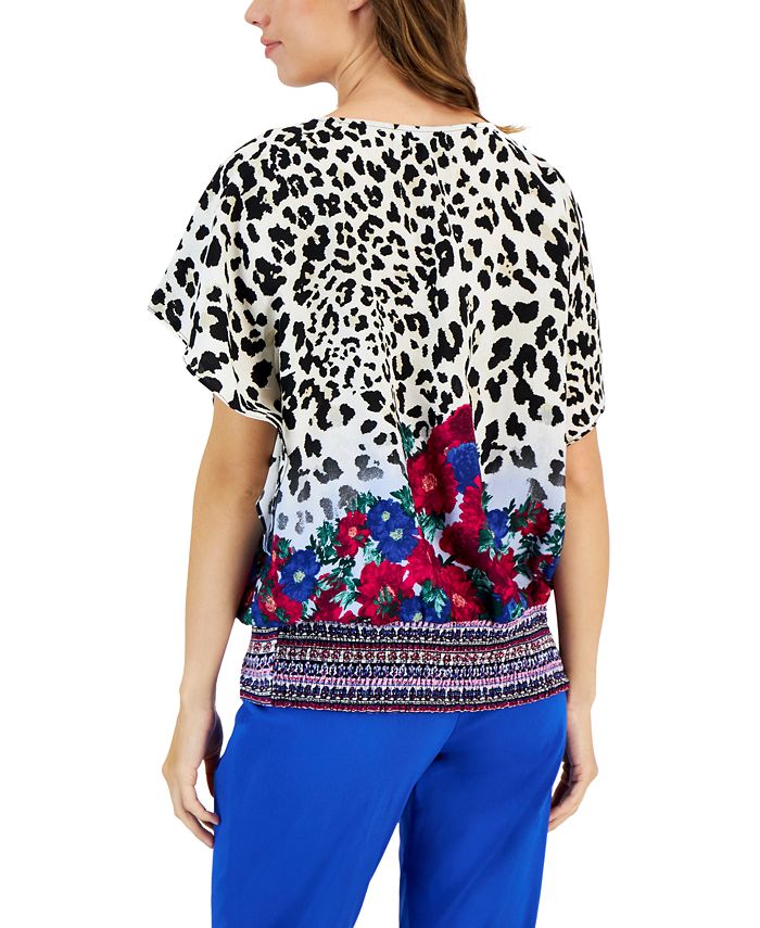 JM Collection Women's Leopard-Print Banded-Hem Top, Created for Macy's ...