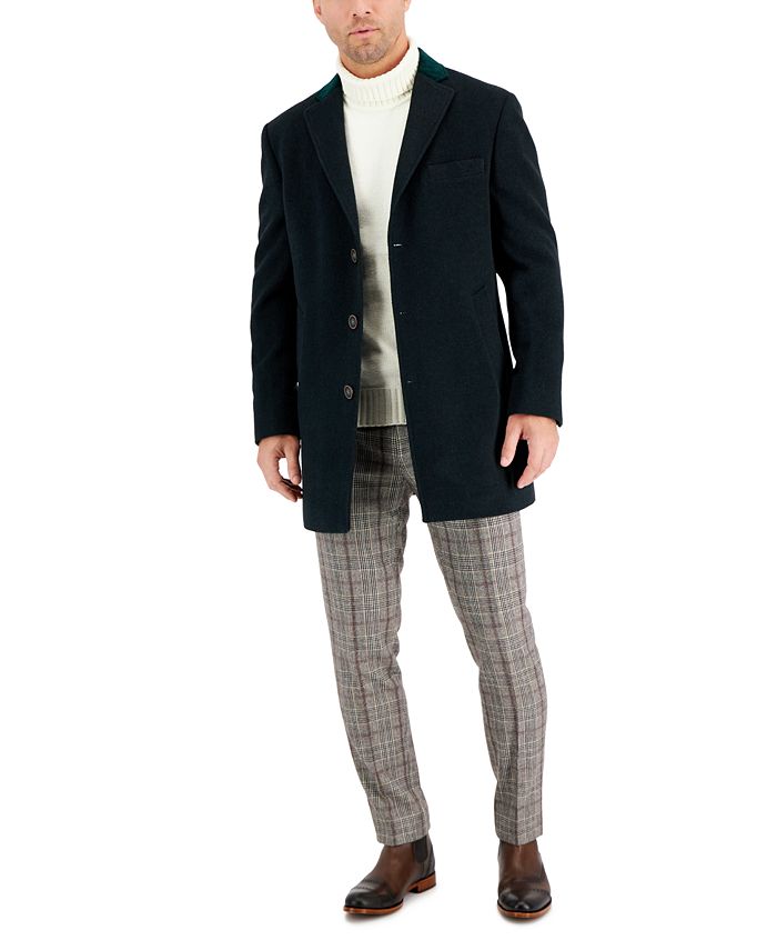 Tallia Men's Teal Donegal Slim-Fit Overcoat - Macy's