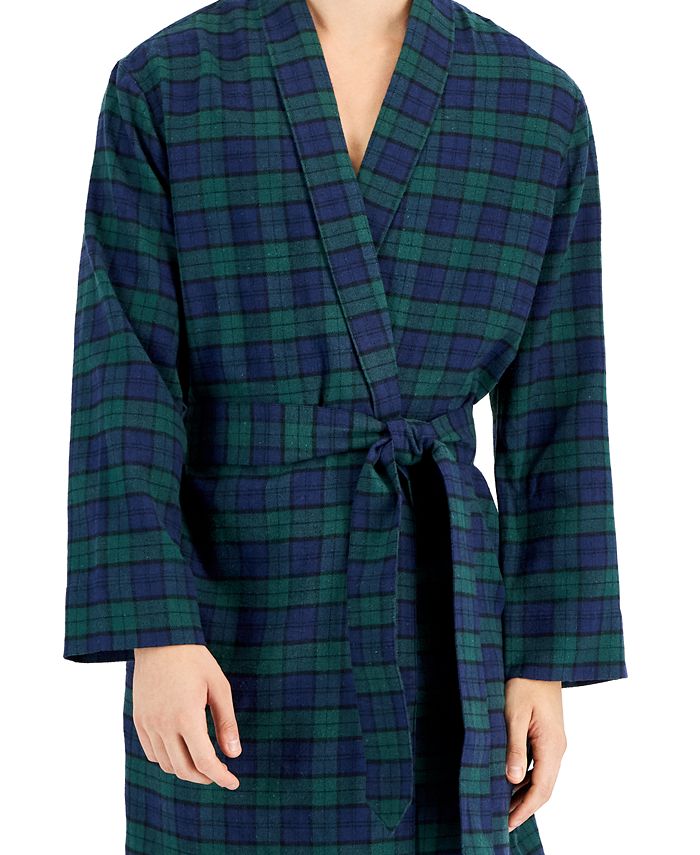 Club Room Men's Plaid Plush Flannel Robe, Created for Macy's - Macy's