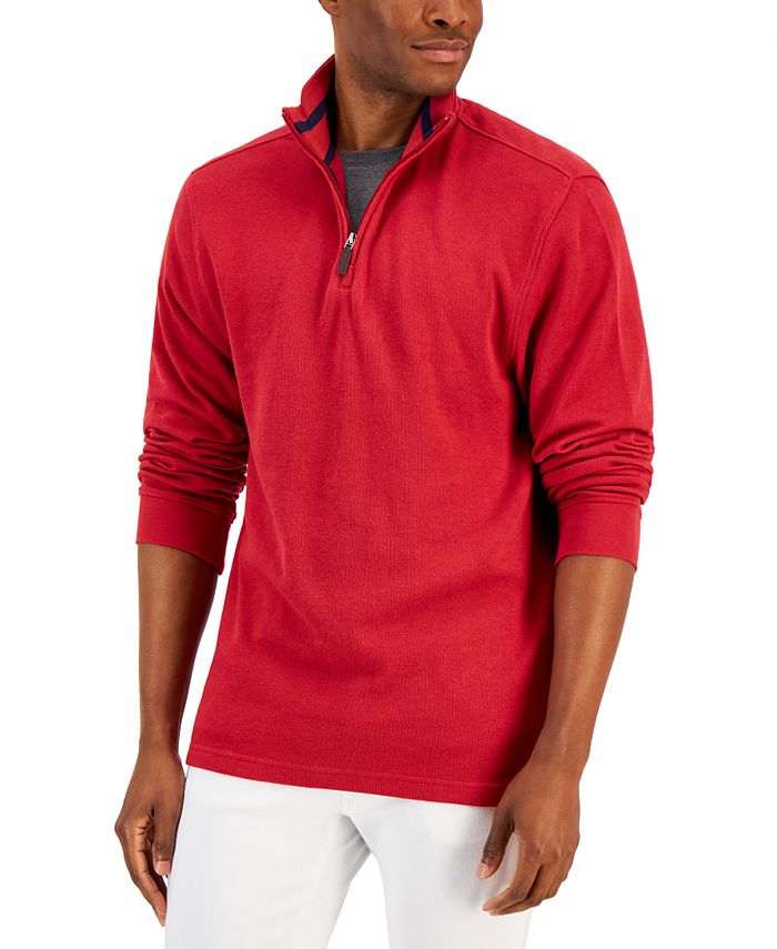 Club Room Men's Solid Classic-Fit French Rib Quarter-Zip Sweater ...