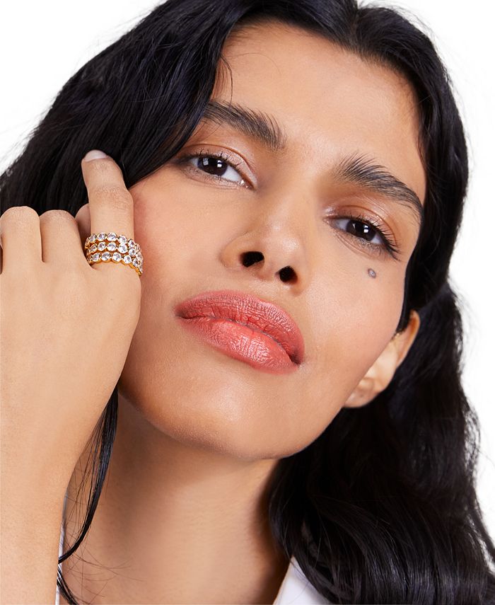 kate spade new york Gold-Tone 3-Pc. Set Pavé Stack Rings - Macy's