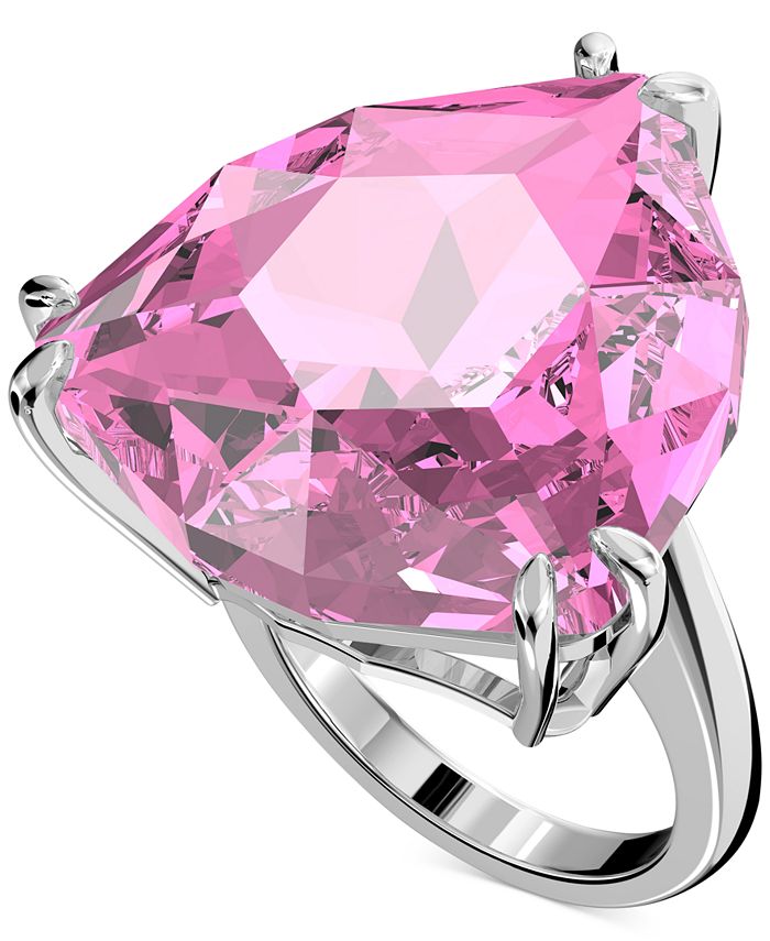 Swarovski Rhodium-Plated Trilliant-Cut Crystal Cocktail Ring - Macy's