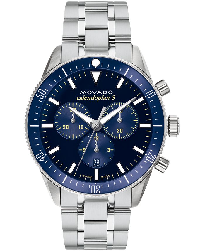 Movado Men's Heritage Silver-Tone Stainless Steel Bracelet Watch 42mm ...