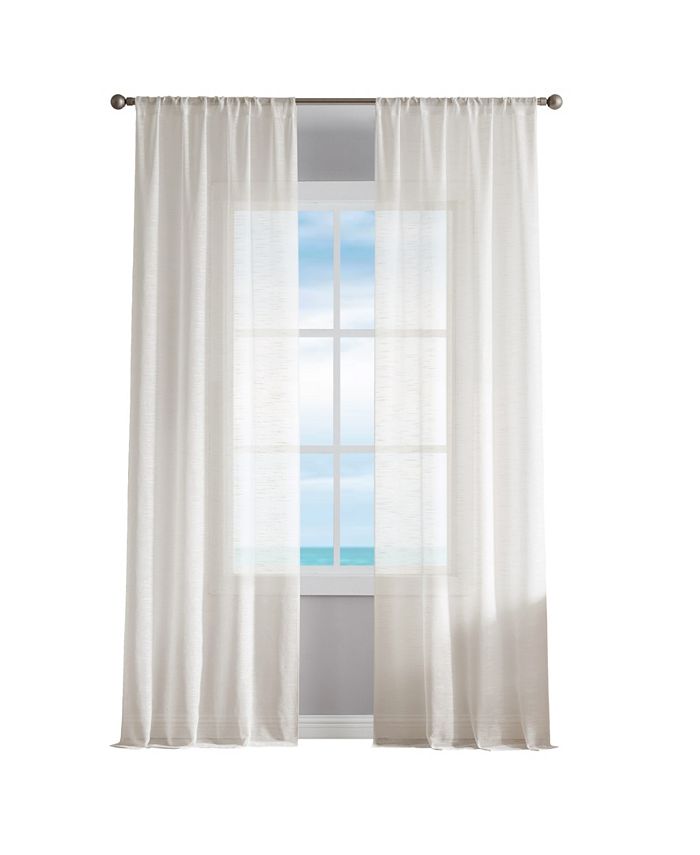 Nautica Erasmus Sheer Rod Pocket Window Curtain Panel Pair, 38" x 84 ...