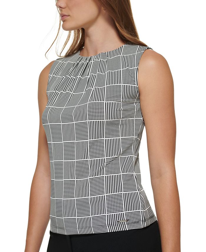Calvin Klein Petite Sleeveless Pleated Top - Macy's