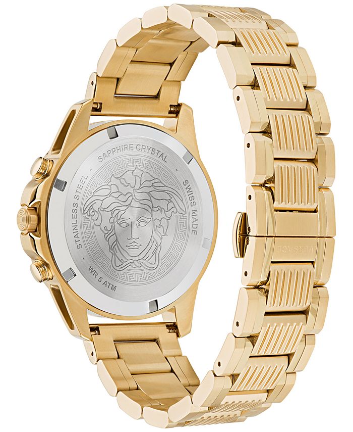 Versace Men's Swiss Chronograph Greca Action Gold Ion Plated Stainless ...