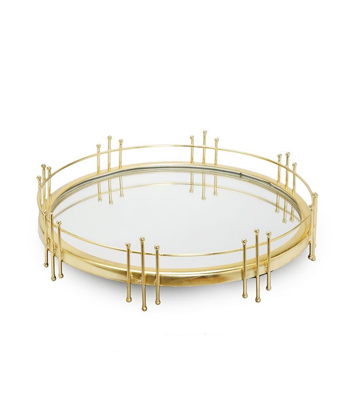 Classic Touch Round Mirror Tray with Symmetrical Design - Macy's