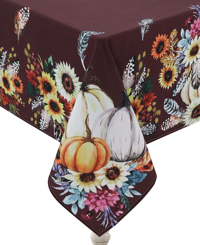 Laural Home Fall Feathers Tablecloth, 70" x 144" - Macy's