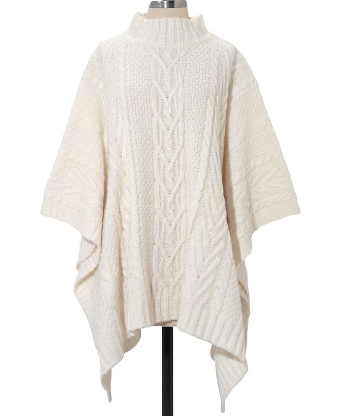 Lauren Ralph Lauren Women's Mock Neck Cable Poncho - Macy's