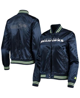 Women's Starter College Navy Seattle Seahawks Varsity Lover Satin Full ...