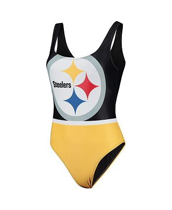 FOCO Women's Black Pittsburgh Steelers Team One-Piece Swimsuit - Macy's