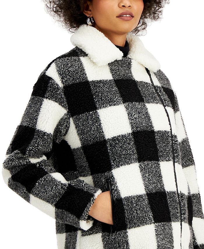 Sebby Juniors' Reversible Plaid Fleece Teddy Coat, Created for Macy's ...