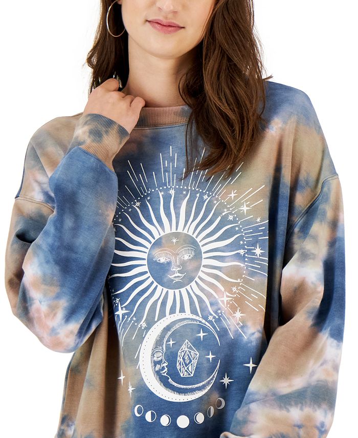Rebellious One Juniors' Tie-Dyed Celestial Graphic Sweatshirt - Macy's