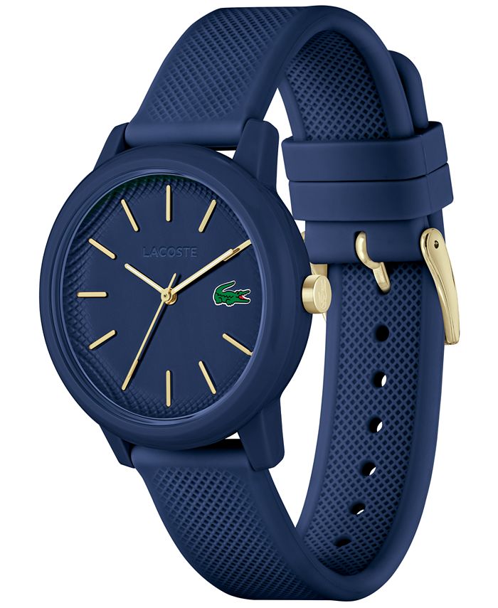 Lacoste Women's L.12.12 Navy Silicone Strap Watch 36mm - Macy's