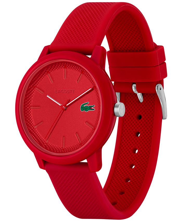 Lacoste Men's L.12.12 Red Silicone Strap Watch 42mm - Macy's
