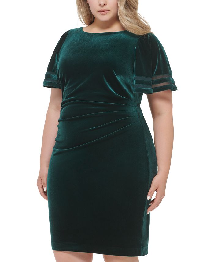 Jessica Howard Plus Size Velvet Flutter Sleeve Dress Macys