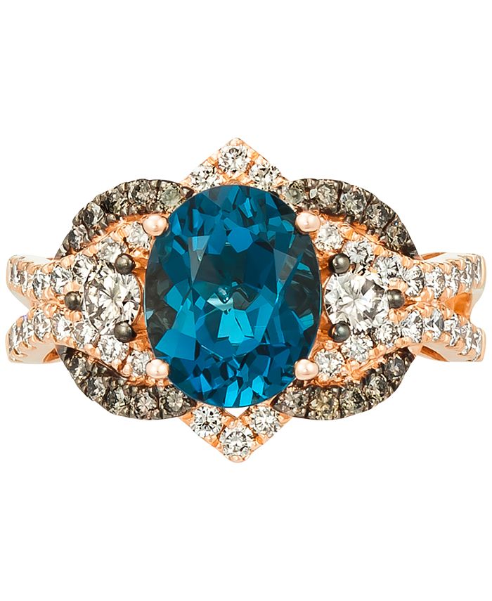 Le Vian Deep Sea Blue Topaz (3 ct. t.w.) & Diamond (1-1/20 ct. t.w ...