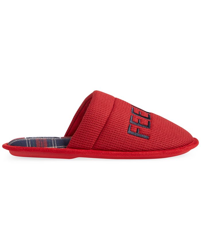 Club Room Men's Feeling Jolly Waffle-Knit Embroidered Mule Slippers ...