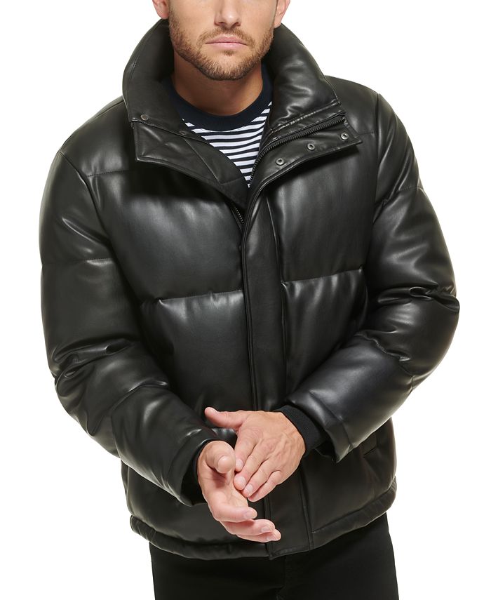 Calvin Klein Men's Faux Leather Classic Puffer Jacket - Macy's