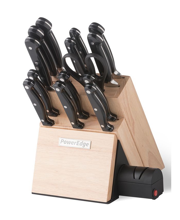 Everyday Solutions PowerEdge Knife 15 Piece Knife Block Set with Built ...