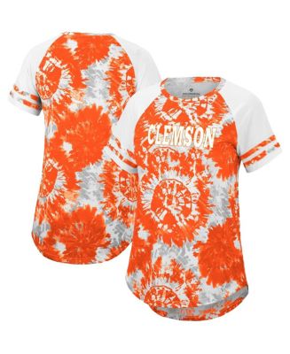 Colosseum Women's Orange, White Clemson Tigers Annie Oversized Tie-Dye ...