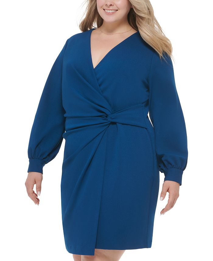 DKNY Plus Size Side-Twist Long-Sleeve Scuba Crepe Dress - Macy's