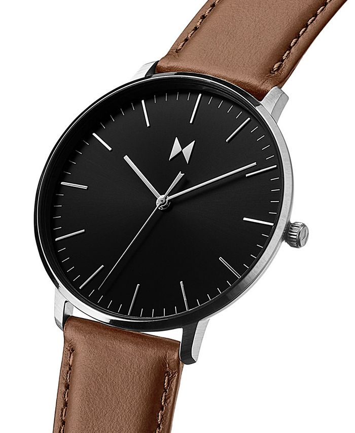 MVMT Men's Legacy Slim Brown Leather Strap Watch 42mm - Macy's