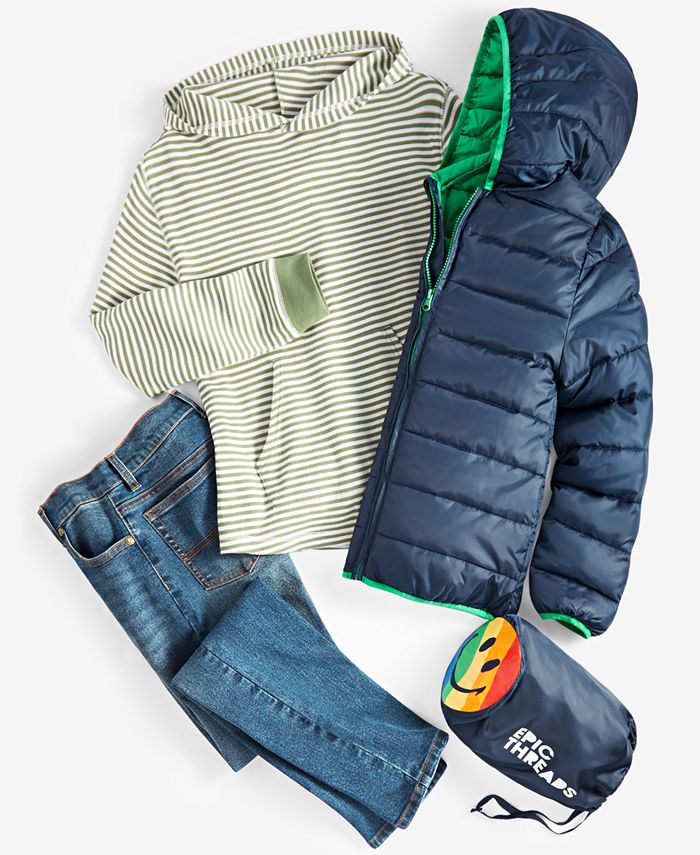 Epic Threads Big Boys Hooded Long-Sleeve Shirt, Denim Jeans & Packable ...
