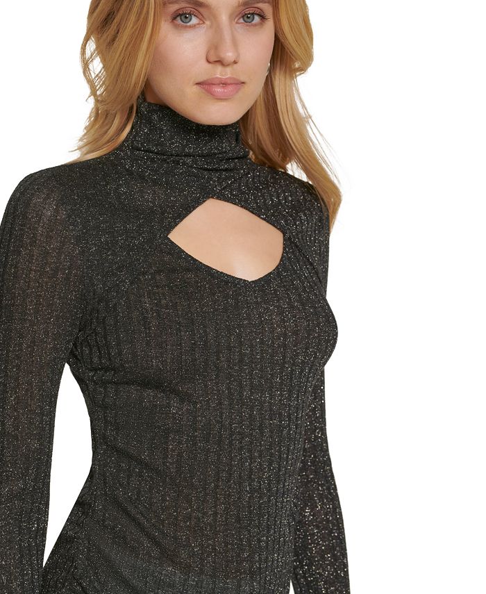 Dkny Womens Long Sleeve Mock Neck Cutout Top Macys