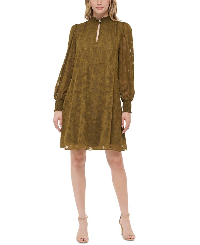 Tommy Hilfiger Women's Chiffon Keyhole-Neck Shift Dress - Macy's