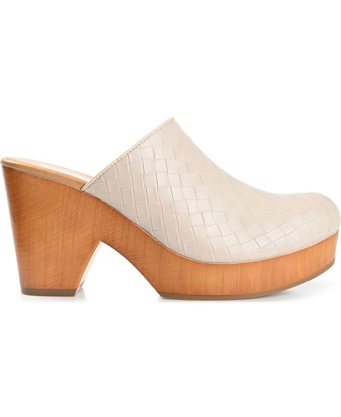 Journee Collection Women's Kelsy Woven Heeled Platform Clogs - Macy's