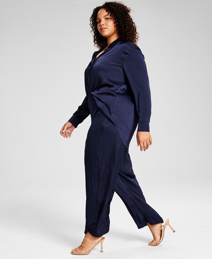 And Now This Trendy Plus Size Satin Wide-Leg Pants & Reviews - Pants ...