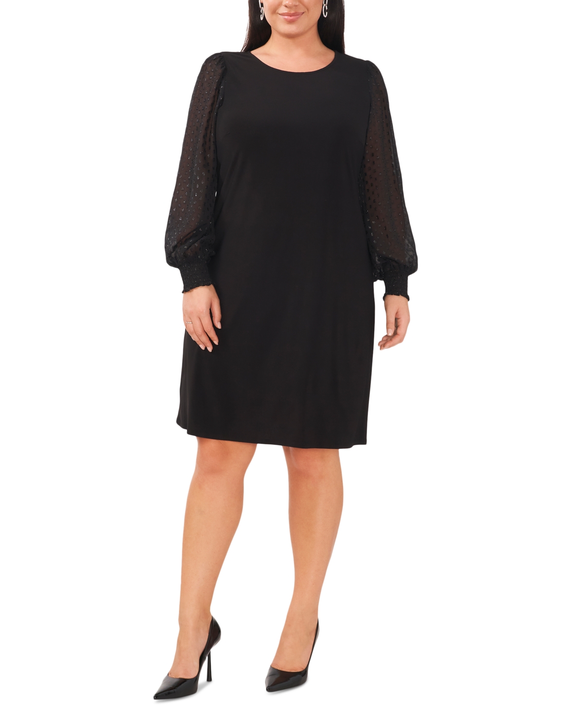 Click here for Msk Plus Size Round-Neck Illusion-Sleeve Shift Dre... prices