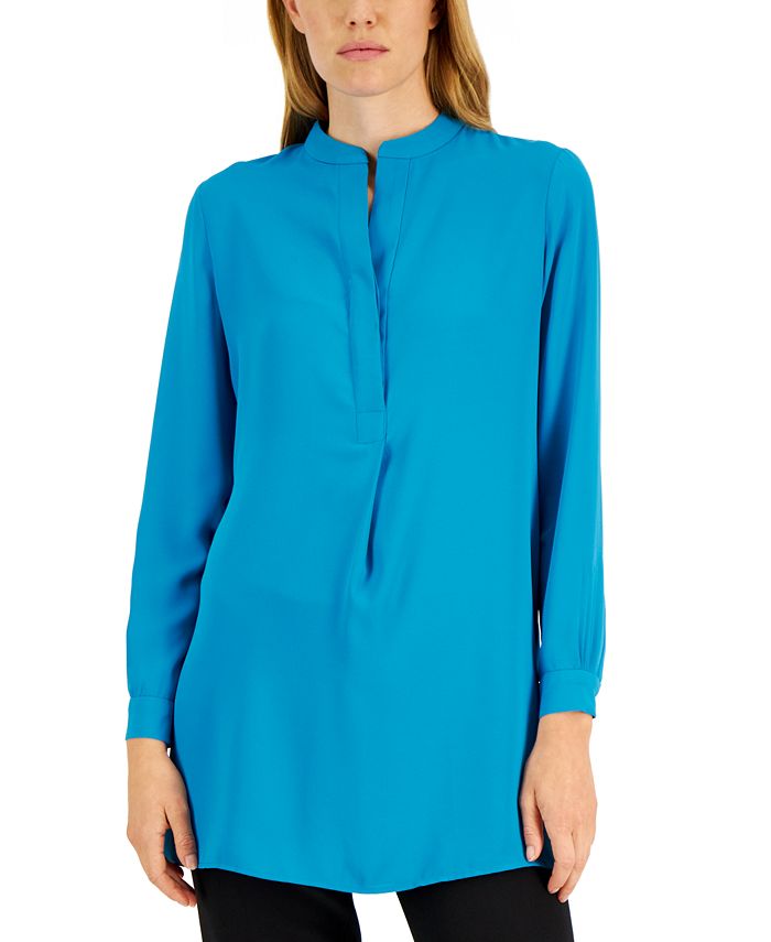 Anne Klein Women's Split-Neck Popover Tunic Blouse - Macy's