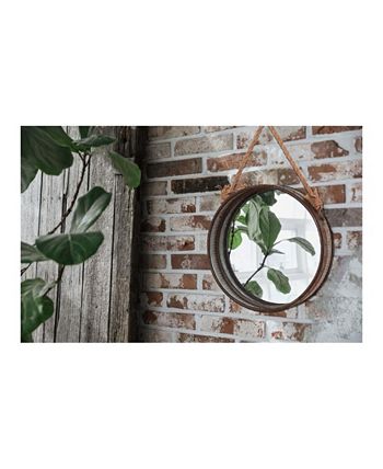 Vintiquewise Galvanized Framed Round Wall Mirror with Rope & Reviews ...
