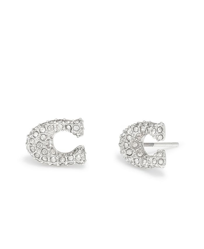 COACH Women's Signature Pave Stud Earrings - Macy's