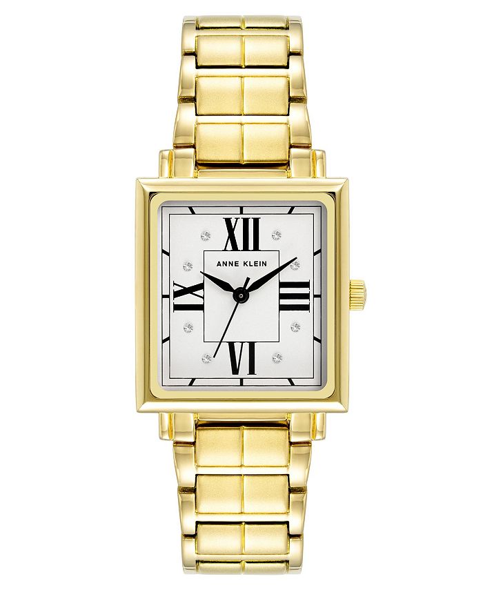 Anne Klein Women's Three-Hand Quartz Square Gold-Tone Alloy Bracelet ...