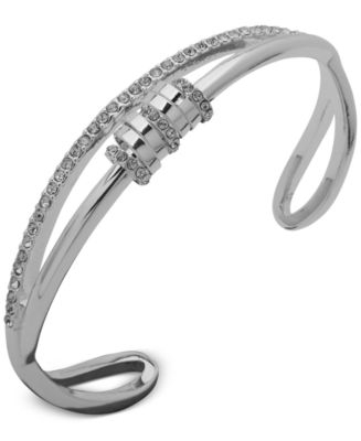 Anne Klein Silver-Tone Pavé Multi-Ring Split Cuff Bracelet - Macy's