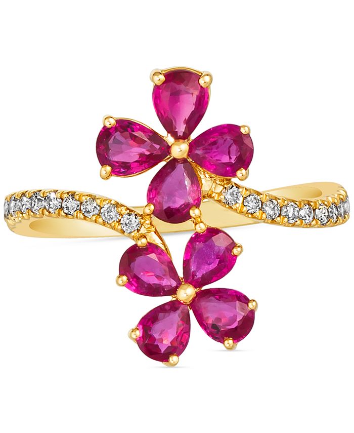 Le Vian Passion Ruby (1-3/8 ct. t.w.) & Nude Diamond (1/5 ct. t.w.) Flower Bypass Ring in 14k ...