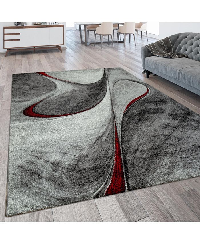 Paco Brilliance Area Rug For Living Room Modern Abstract Waves In Grey ...