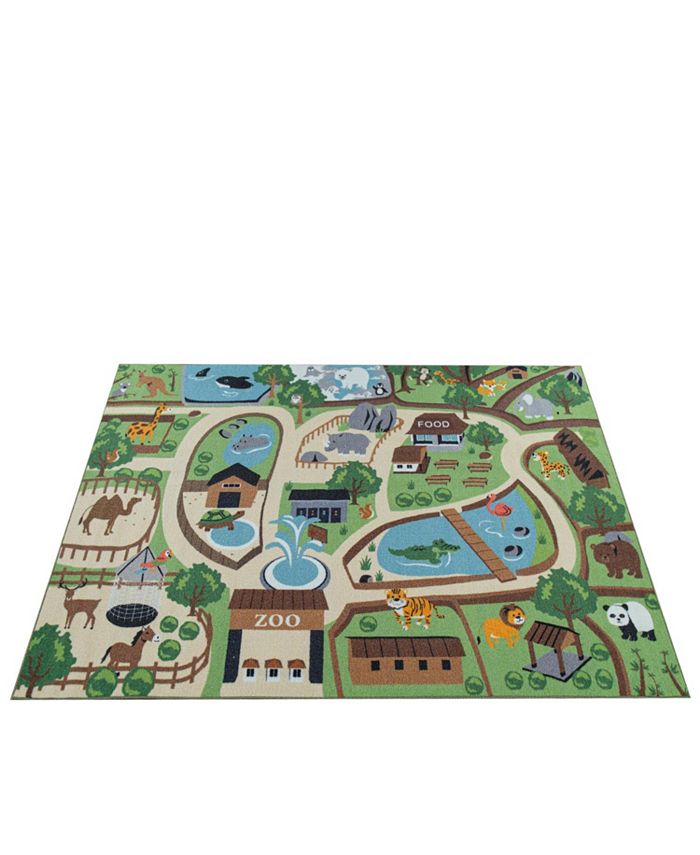 Paco Play Mat Bino Non-slip Rug With Colorful Zoo Animals In Beige - 47 ...