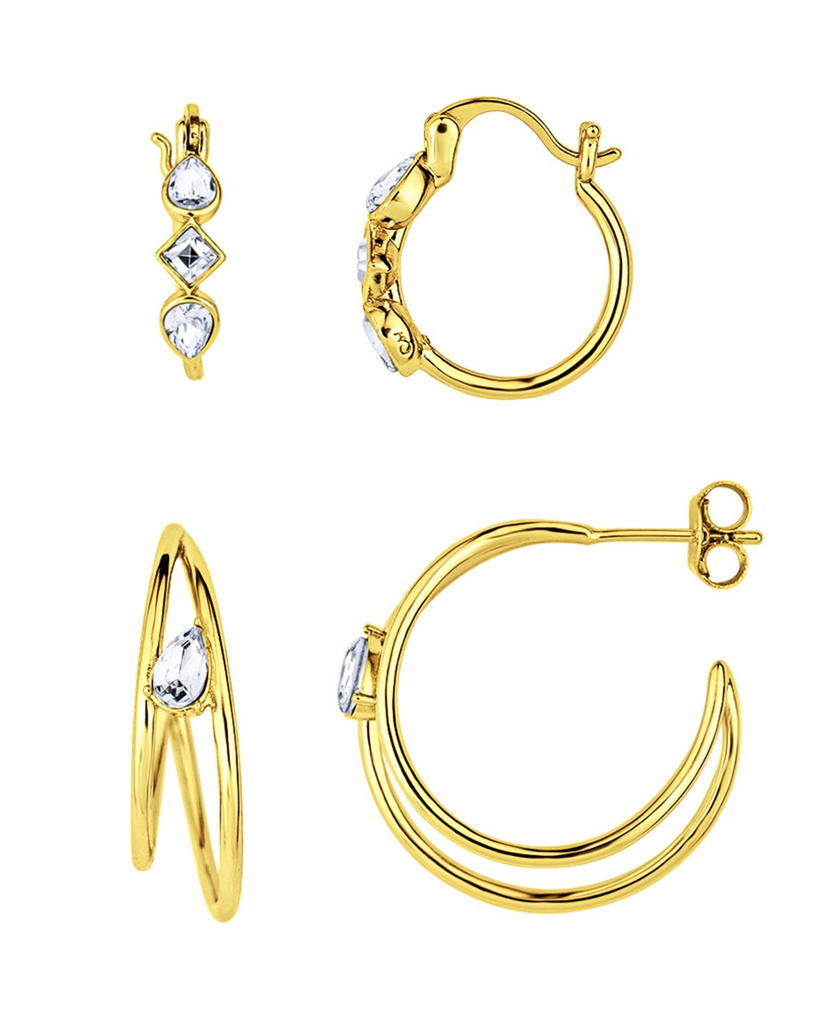 Click here for And Now This Duo Crystal Hoop  Set of 2 - Gold Pla... prices