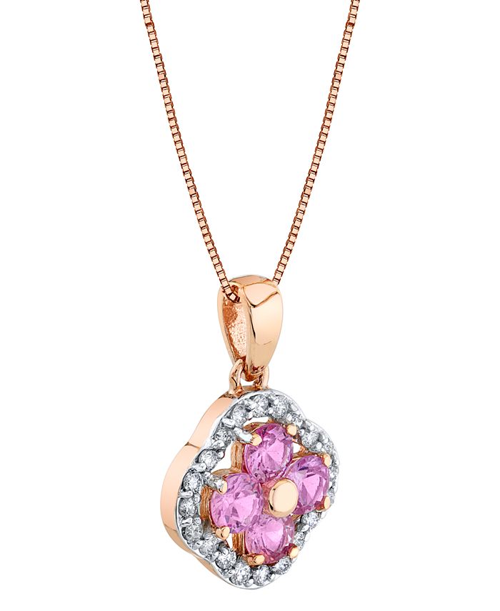 Macy's Pink Sapphire (1-1/5 ct. t.w.) & Diamond (1/5 ct. t.w.) Flower ...