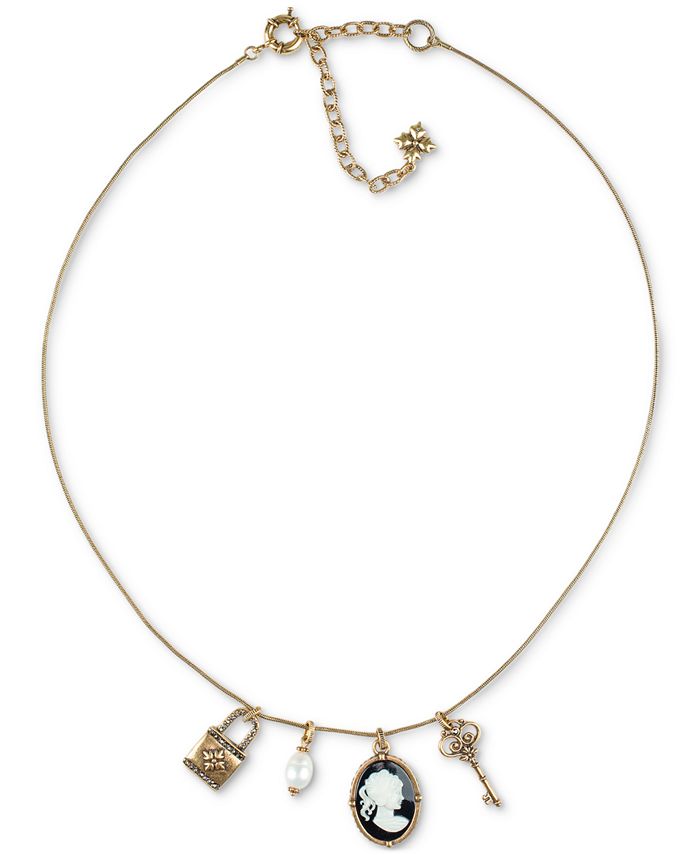 Patricia Nash Gold-Tone Pavé & Freshwater Pearl Multi-Charm Statement ...