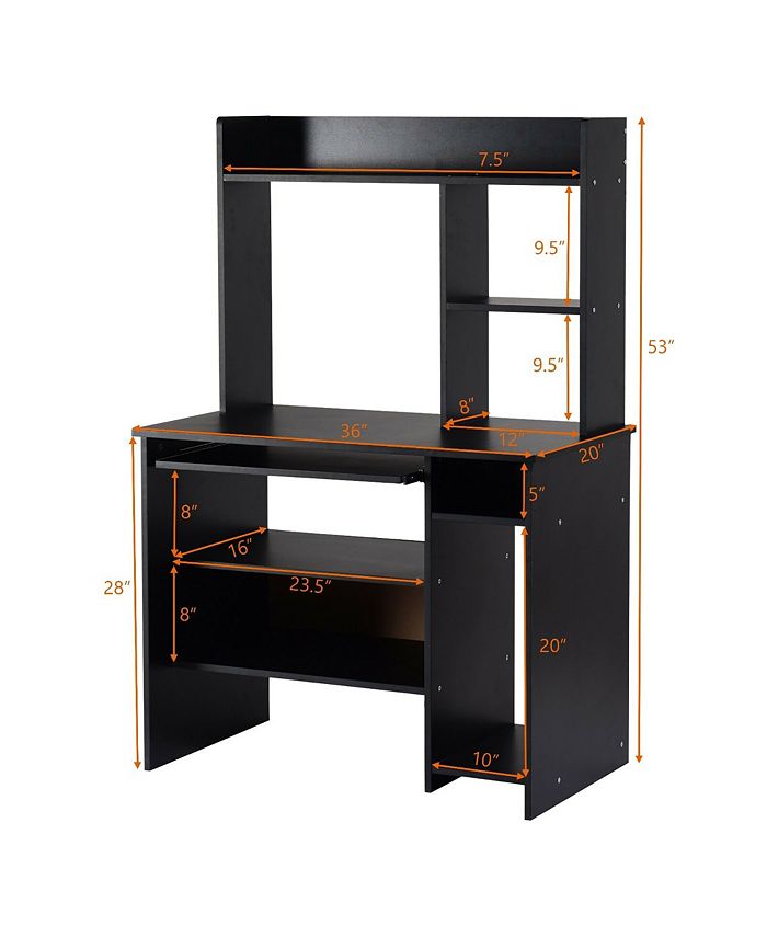 Costway Computer Desk PC Laptop Study Table Bookcase Workstation ...