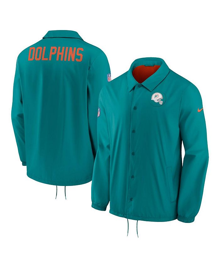 Nike Men's Aqua Miami Dolphins Sideline Coaches Full-Snap Jacket - Macy's