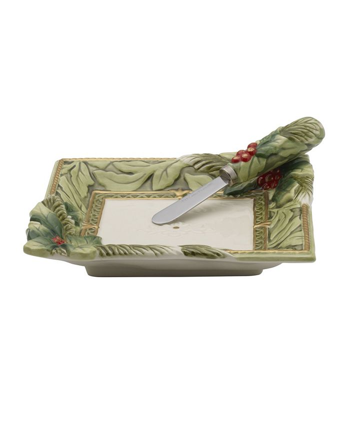 Fitz and Floyd Holiday Home Snack Plate with Spreader, Set of 2 - Macy's