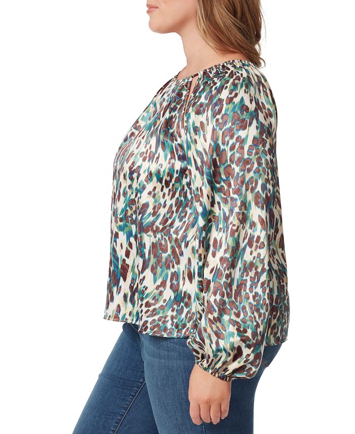 Jessica Simpson Trendy Plus Size Layla Cutout Blouson-Sleeve Top ...